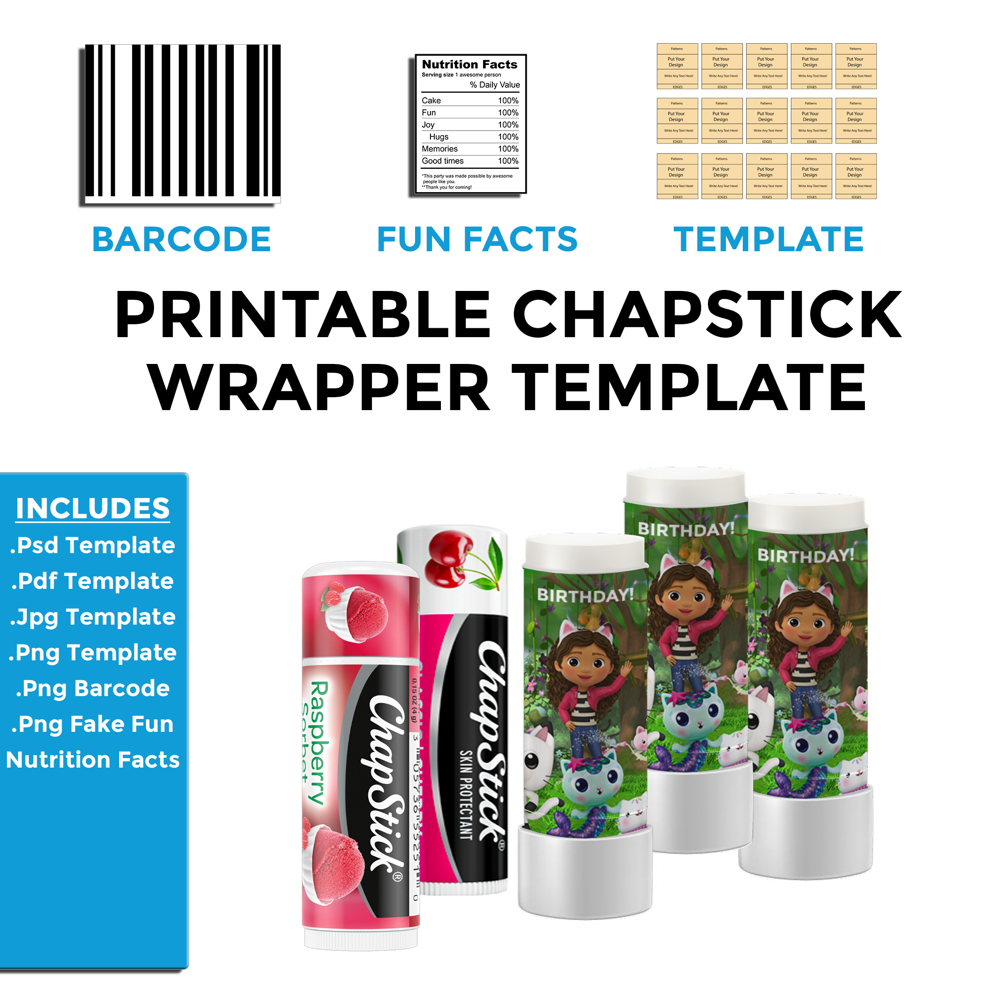 Buy Wrap Template For DIY Chapstick Labels For Only $3.99!