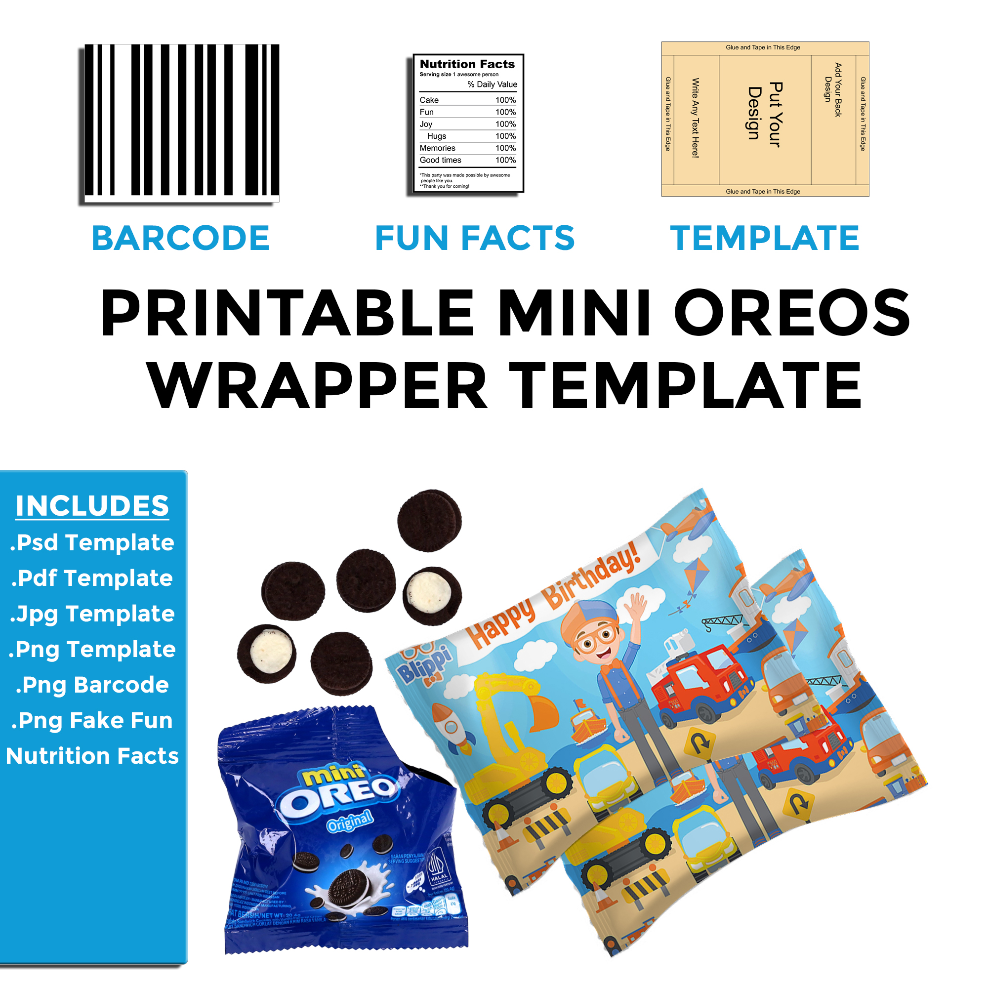 Buy Wrap Template For DIY Mini Oreos Labels For Only $3.99 - Print Supplies