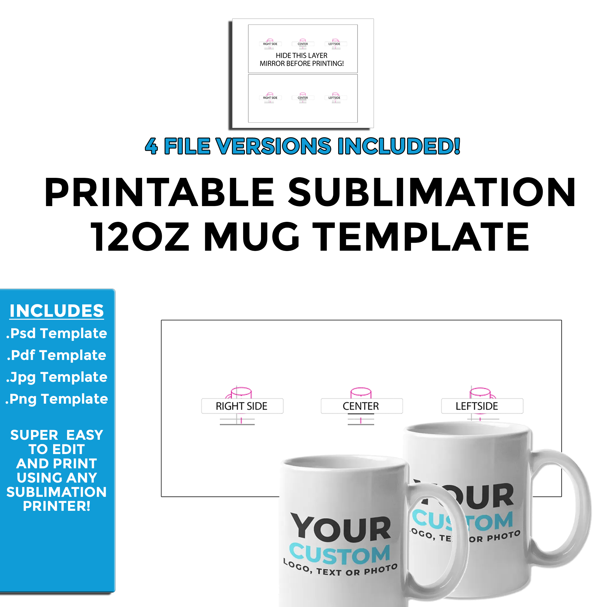 Buy Sublimation Mug Template (12oz) For Only $3.99 - Print Supplies