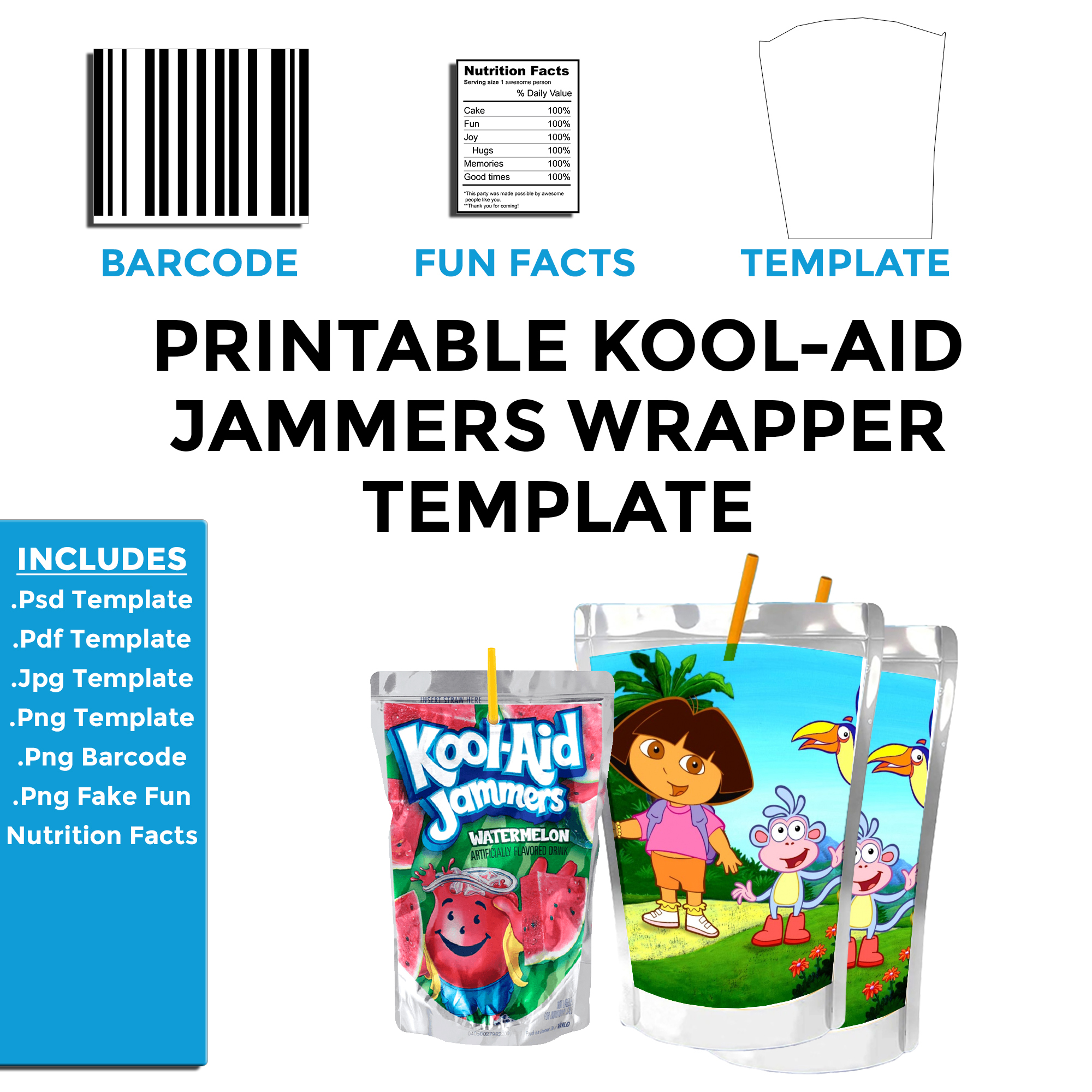 Buy Wrap Template For DIY Kool-Aid Jammers Labels For Only $3.99 ...