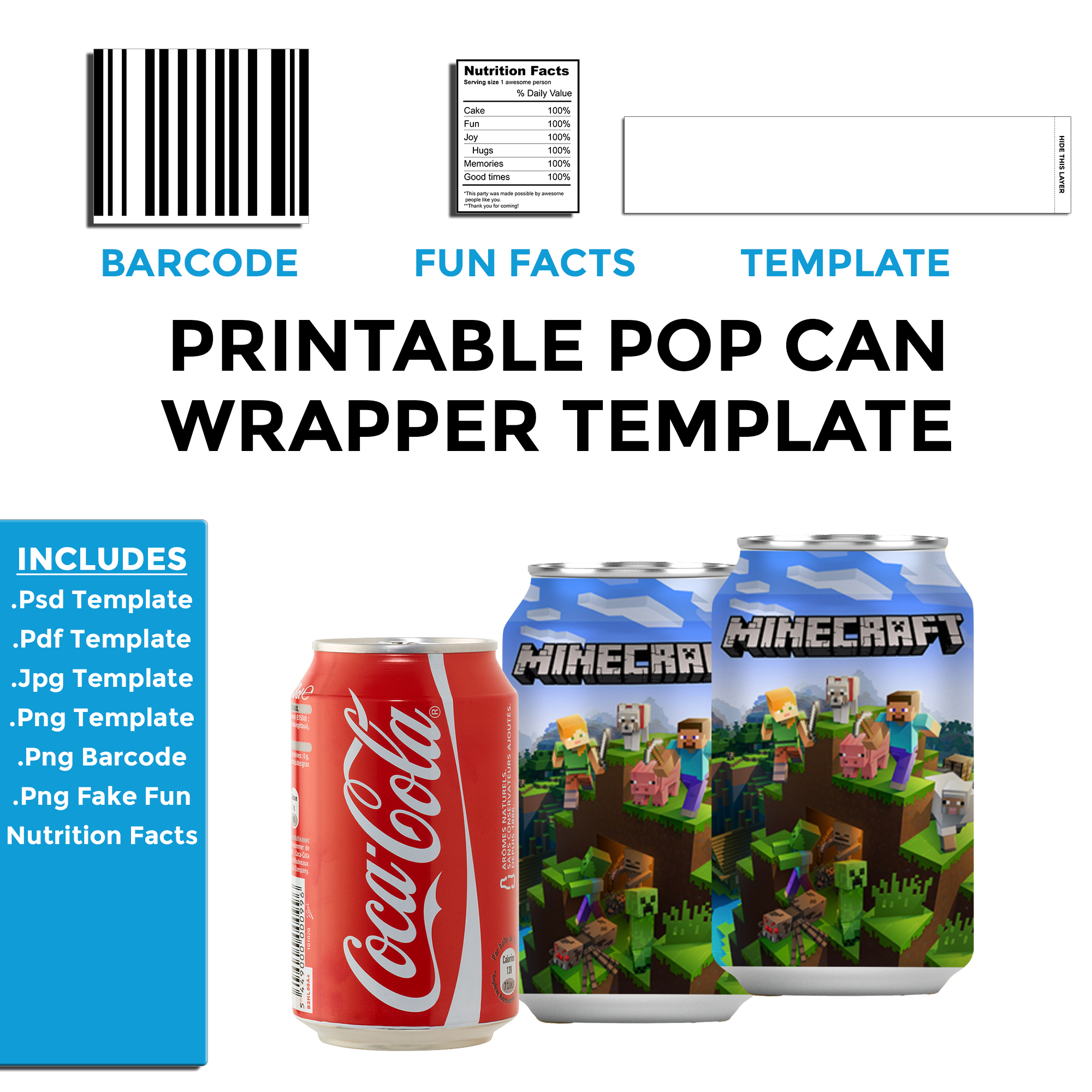 Buy Wrap Template For DIY Pop Can Labels For Only $3.99!