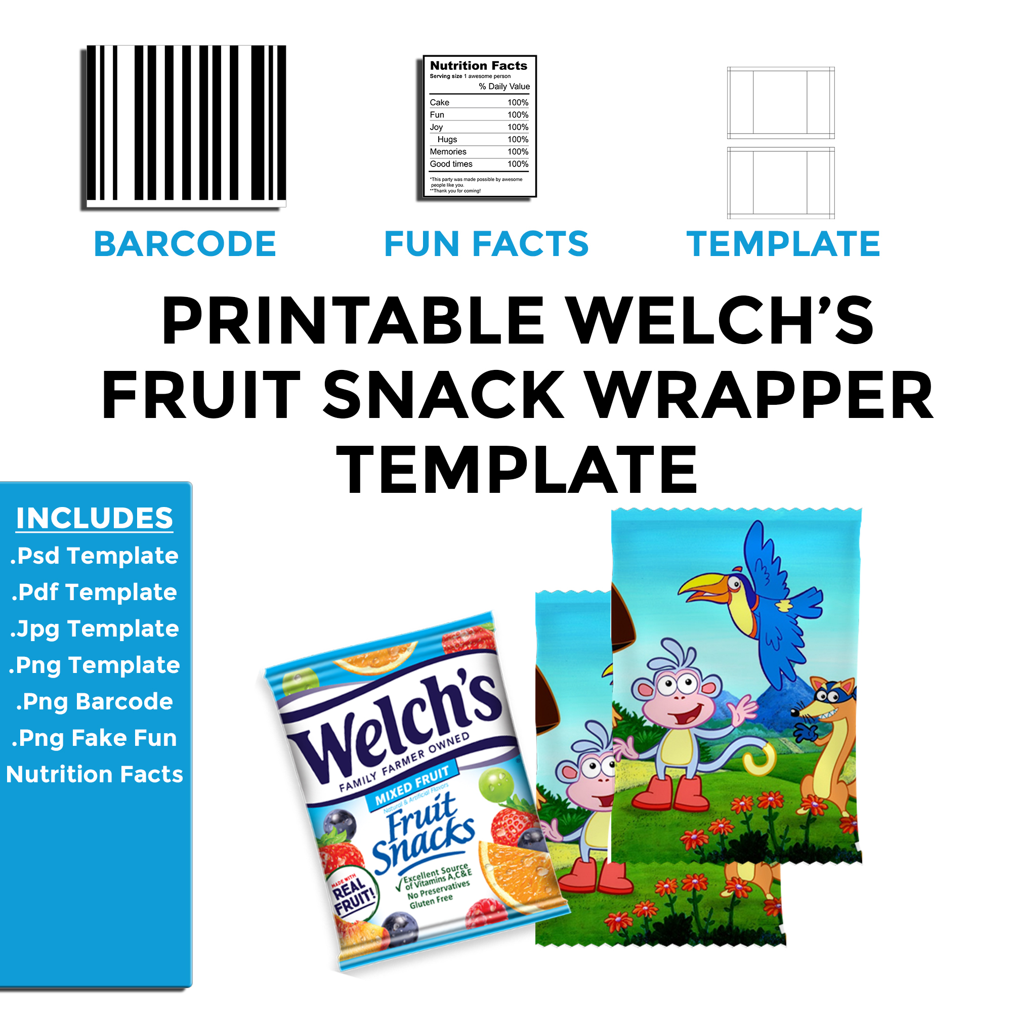 Buy Wrap Template For DIY Welch's Snacks Labels For Only $3.99 - Print ...