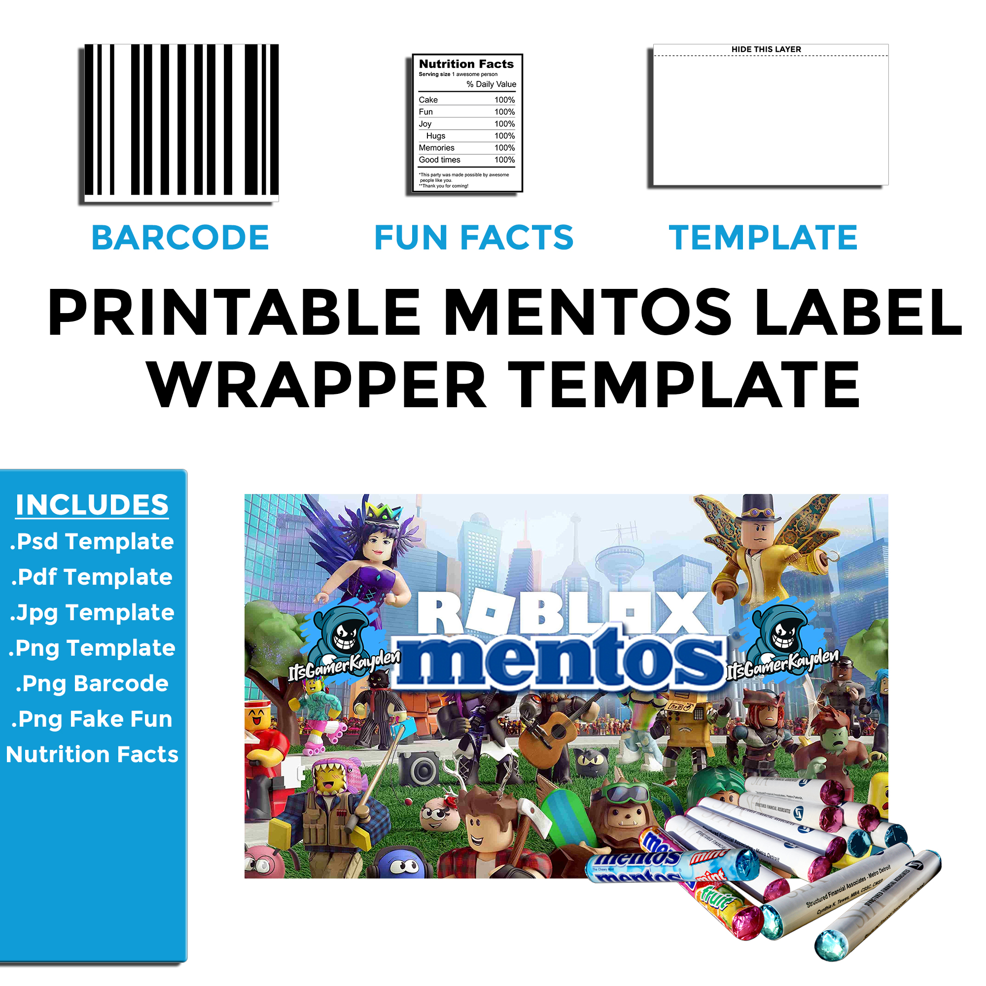 Buy Wrap Template For DIY Mentos Rolls For Only $3.99 - Print Supplies