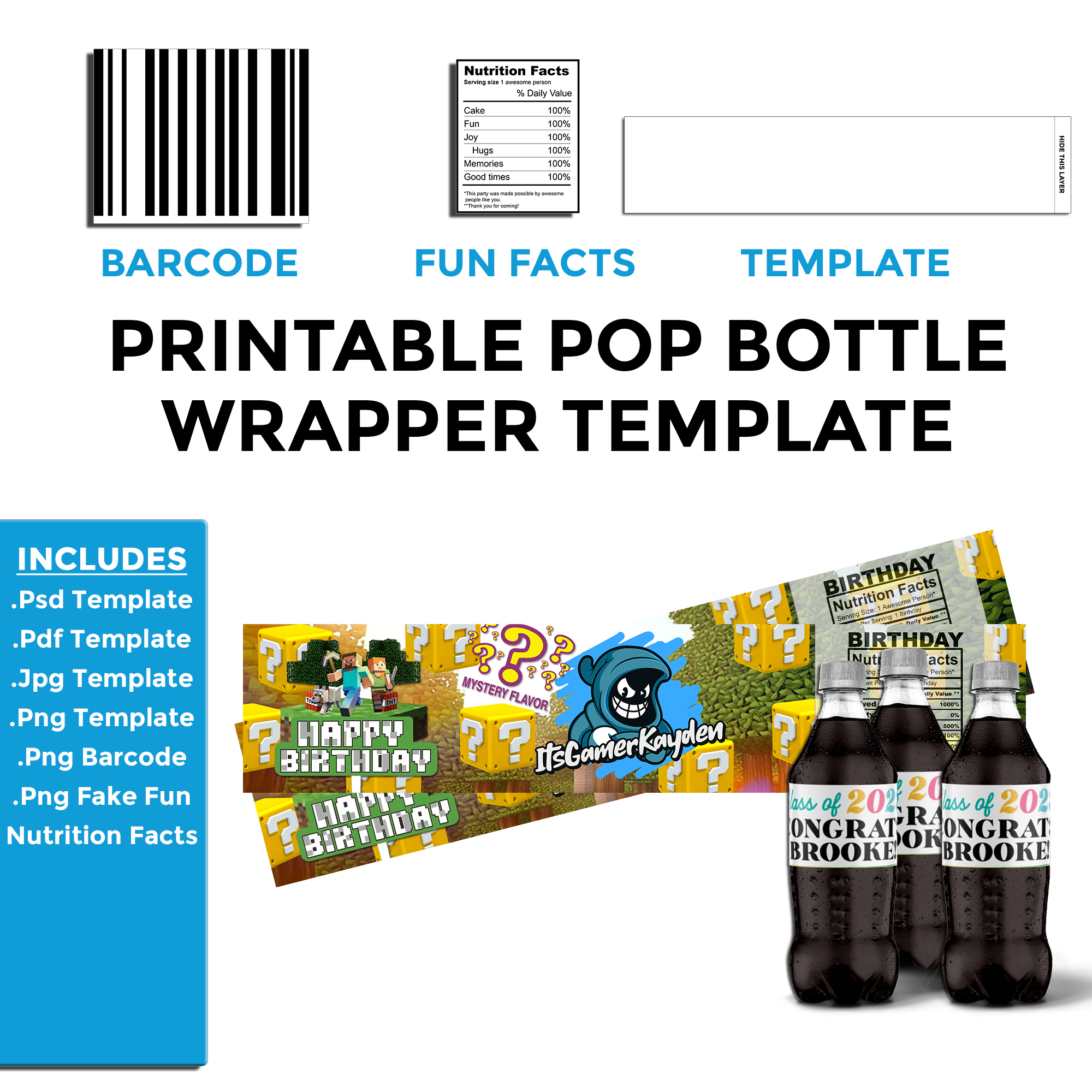 Buy Wrap Template For DIY Pop Bottle Labels For Only $3.99 - Print Supplies