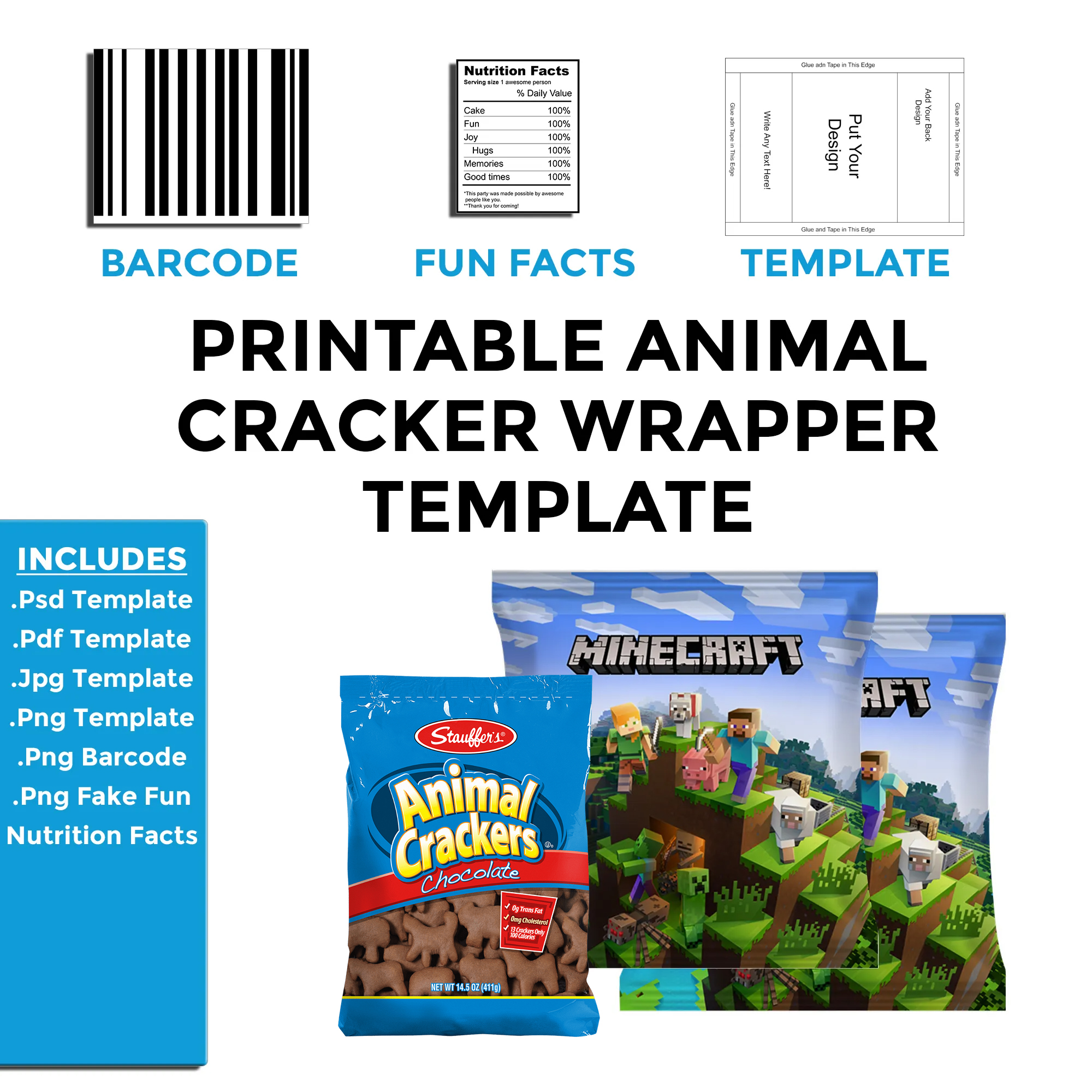 Buy Wrap Template For DIY Animal Crackers Labels For Only $3.99 - Print ...