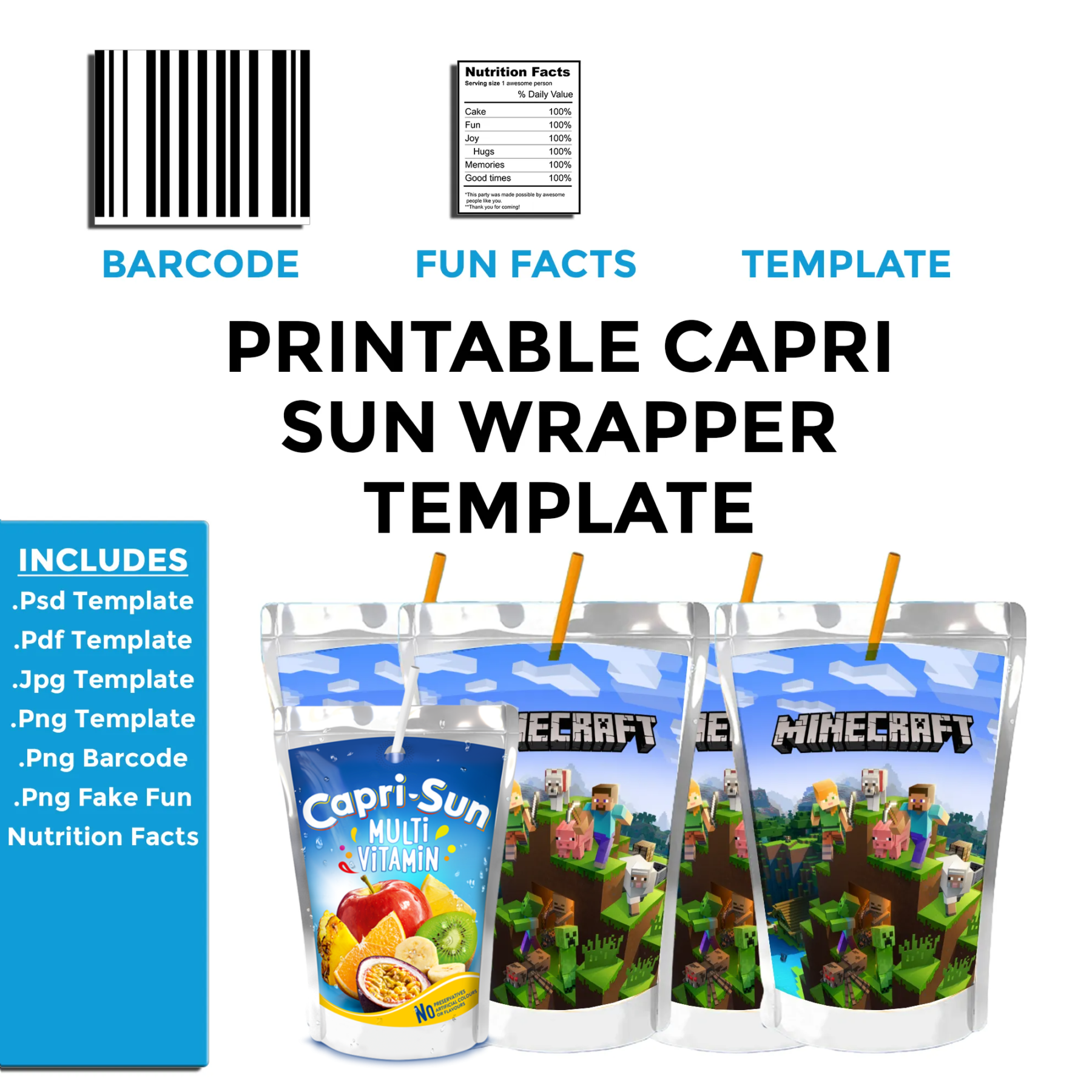 Buy Wrap Template For DIY Capri Sun Labels For Only $3.99!