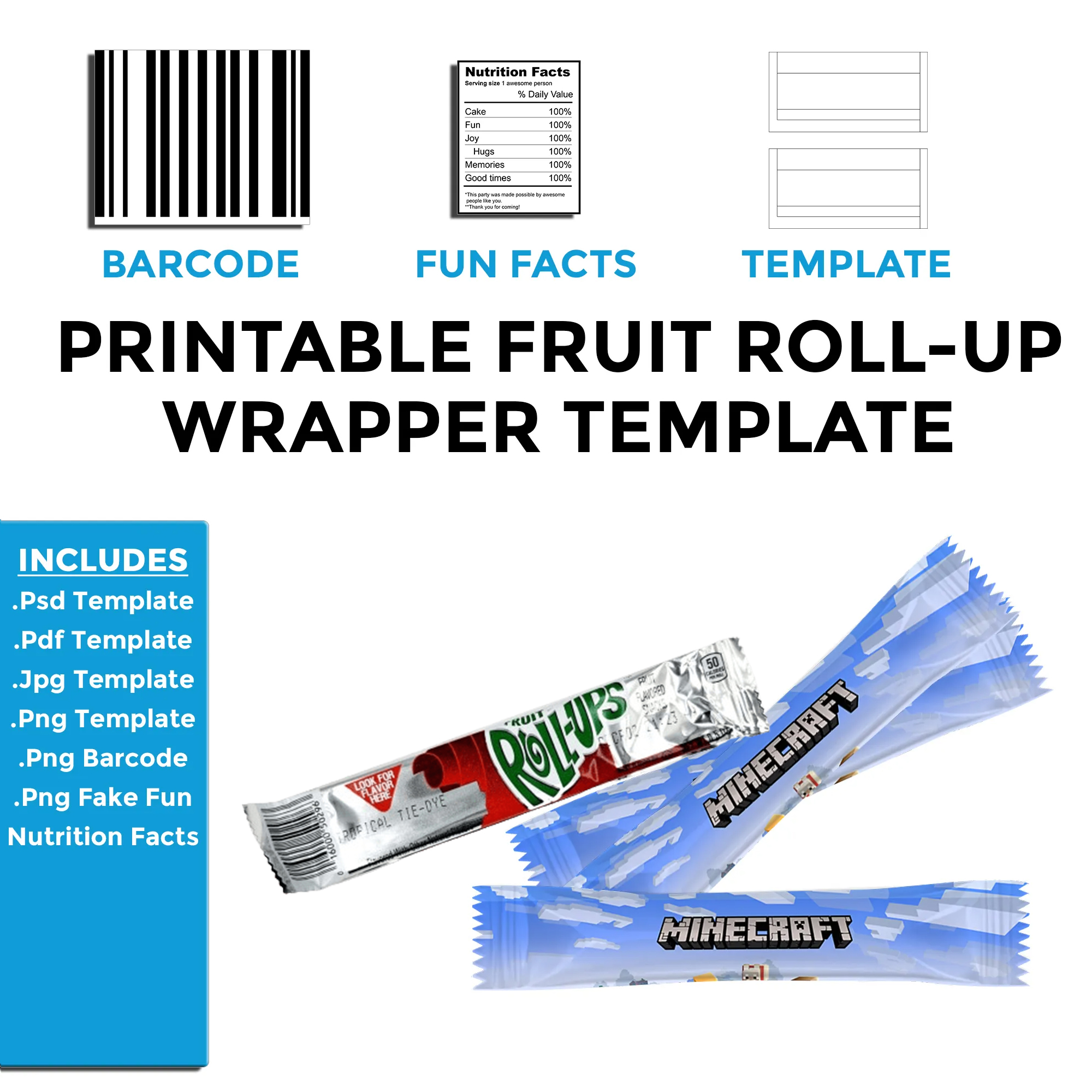 Buy Wrap Template For DIY Fruit Roll-Ups Labels For Only $3.99!