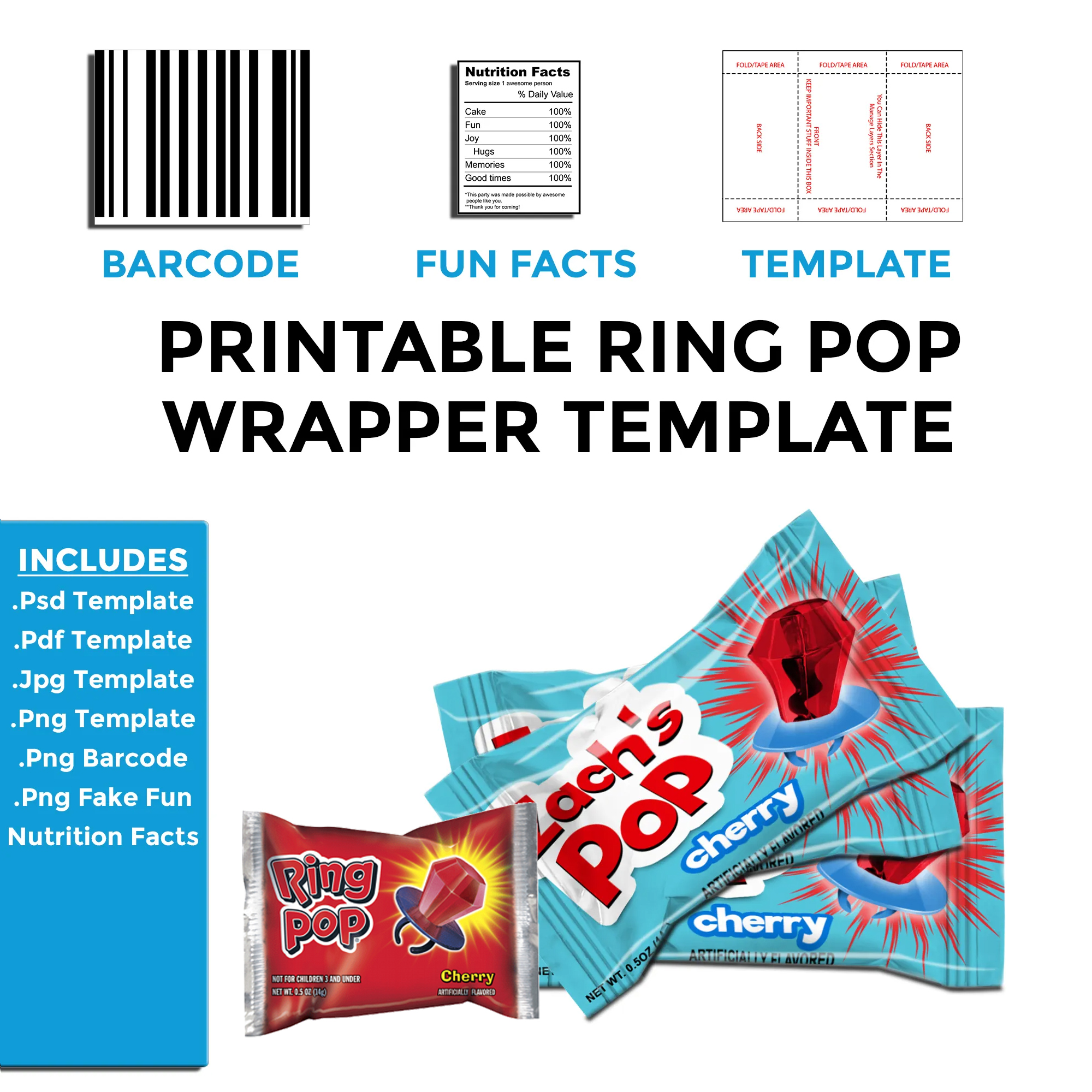 Buy Wrap Template For DIY Ring Pops For Only $3.99!