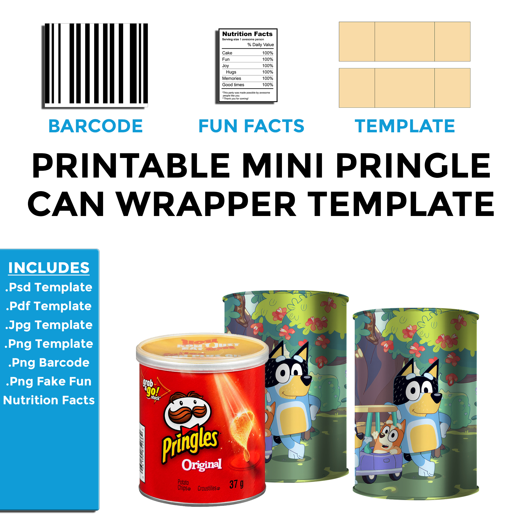 Buy Wrap Template For DIY Mini Pringle Can Labels For Only $3.99 - Print Supplies