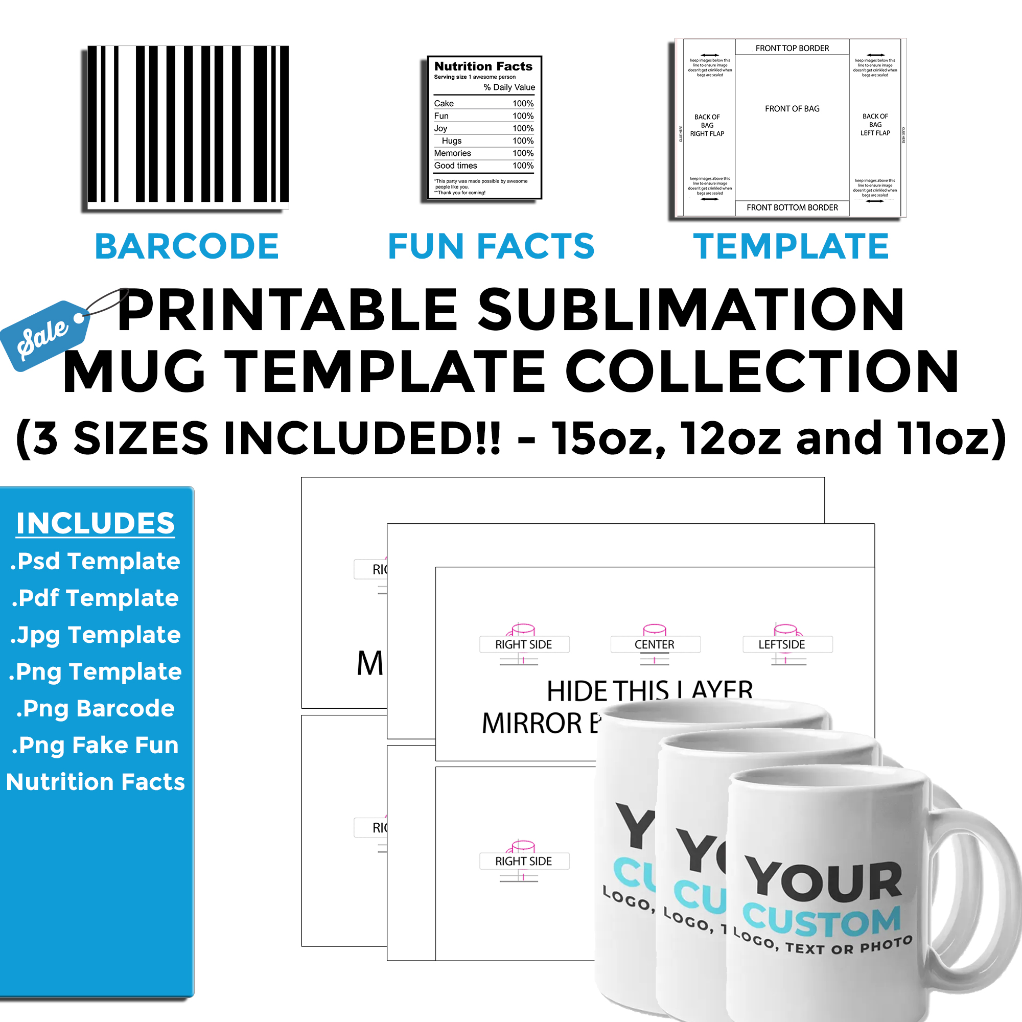 Buy Sublimation Mug Template Collection (11oz, 12oz And 15oz) For Only ...